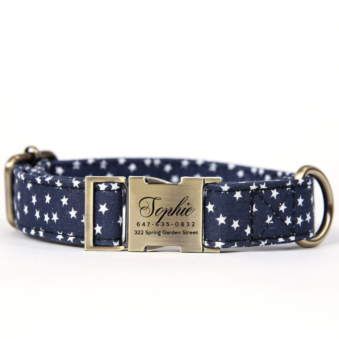 100% Cotton Personalized Dog Collar Engraved Brass - Stars – Angieandallie