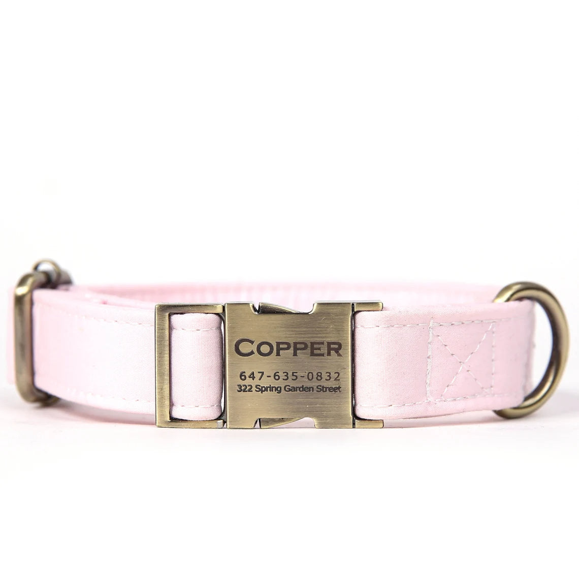 100% Cotton Personalized Dog Collar Engraved Brass - Pink – Angieandallie