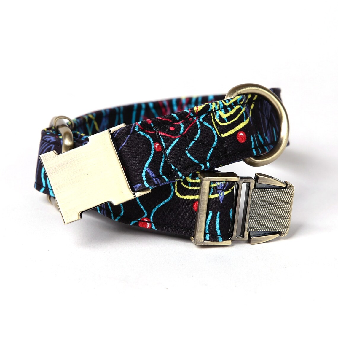 100% Cotton Personalized Dog Collar Engraved Brass - Seaside ...